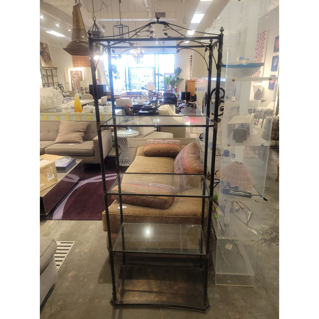 Iron Vine Motif Bookcase w/ Glass Shelves – colletteconsignment.com