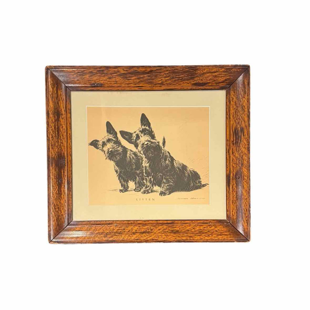 Vintage "Listen" Scottish Terriers Print by Morgan Dennis in Wood Fram ...
